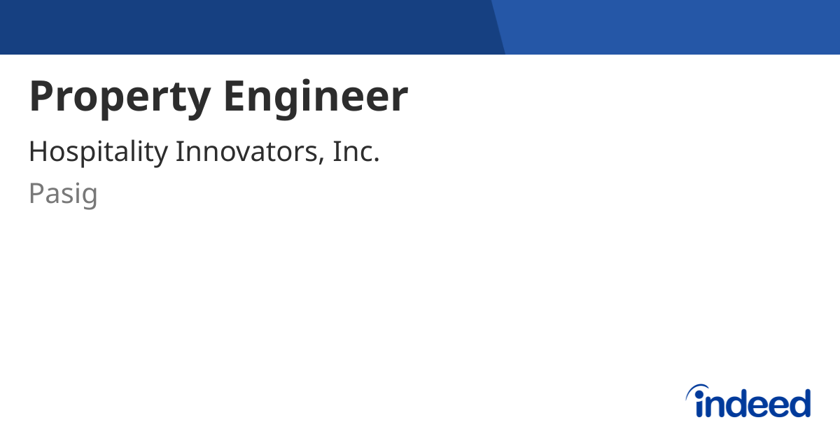 Property Engineer - Pasig - Indeed.com