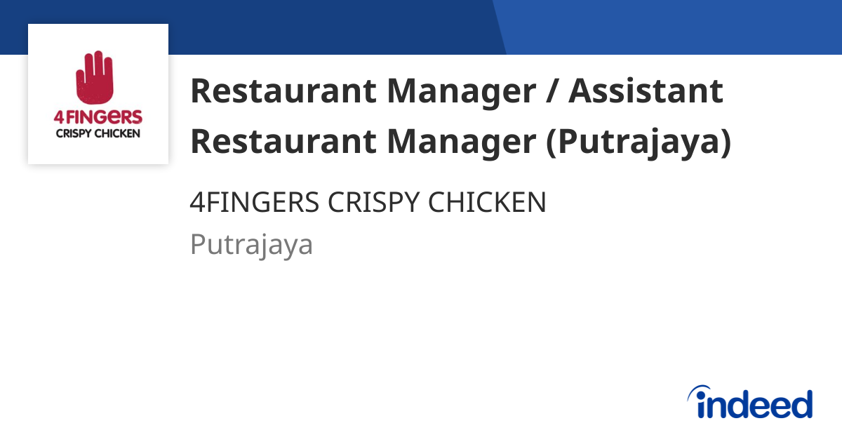 Restaurant Manager / Assistant Restaurant Manager (Putrajaya) - Putrajaya - Indeed.com