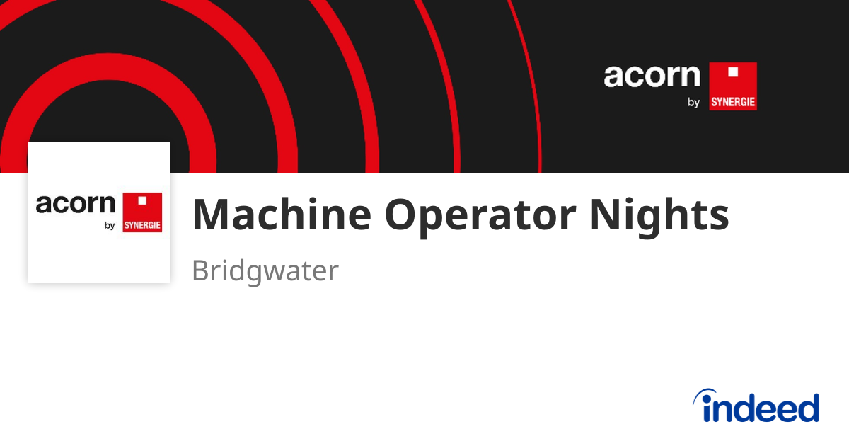 Machine Operator Nights - Bridgwater TA6 6DD - Indeed.com