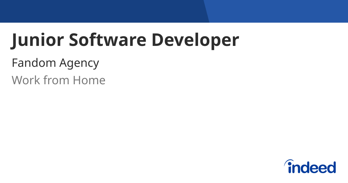 Junior Software Developer - Work from Home - Indeed.com