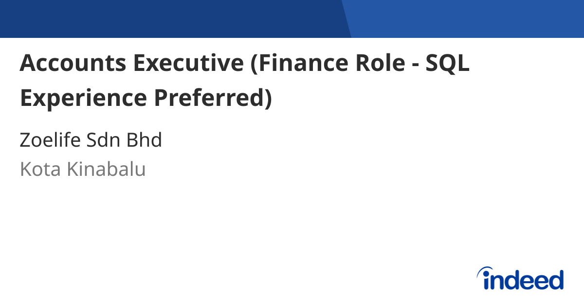 Accounts Executive (Finance Role - SQL Experience Preferred) - Kota ...