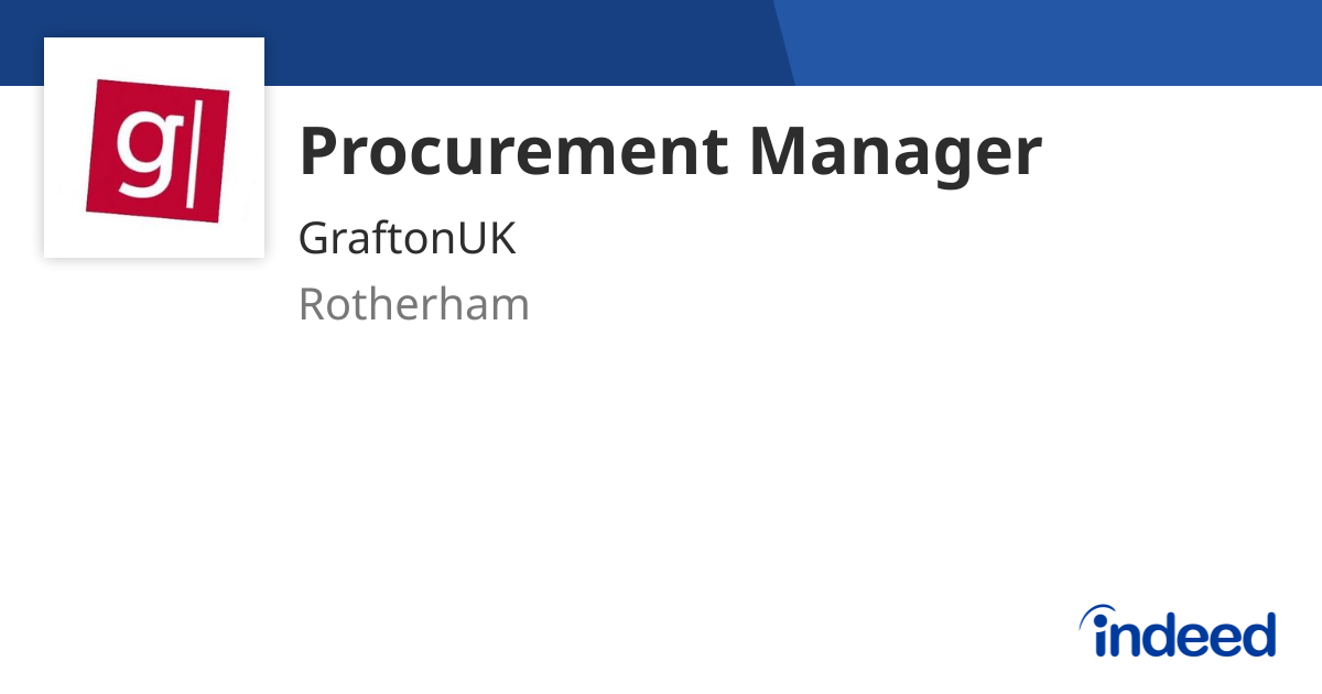 Procurement Manager - Rotherham - Indeed.com