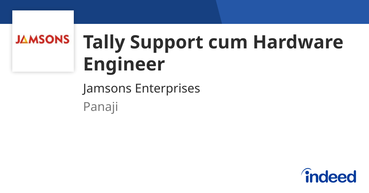 Tally Support cum Hardware Engineer - Panaji, Goa - Indeed.com
