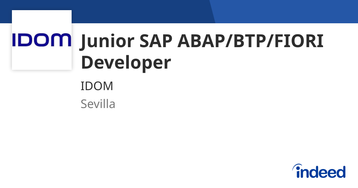 Junior SAP ABAP/BTP/FIORI Developer - Bilbao, Vizcaya provincia - Indeed.com