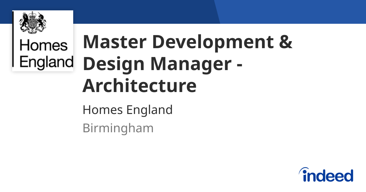 Master Development & Design Manager - Architecture - Birmingham ...