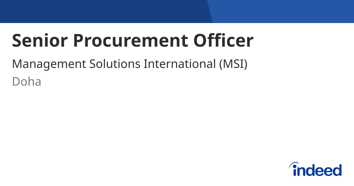Senior Procurement Officer - Doha - Indeed.com