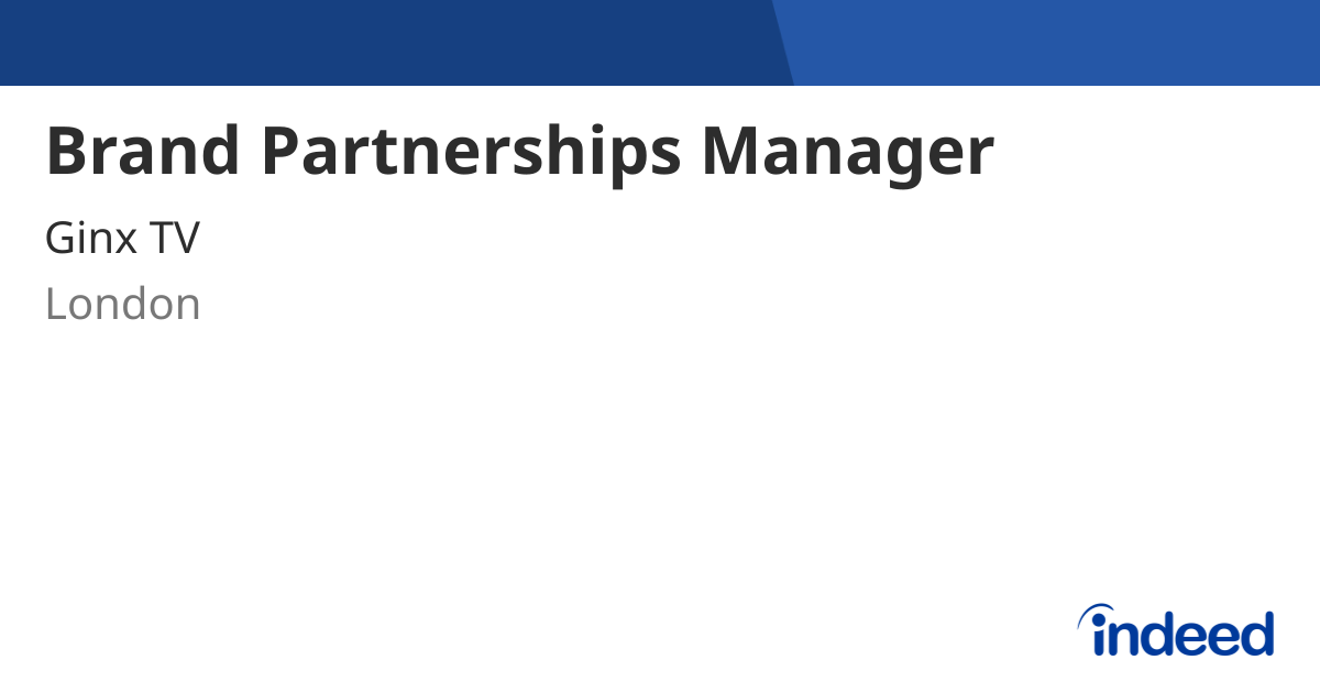 Brand Partnerships Manager - London - Indeed.com