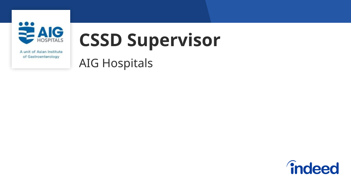 CSSD Supervisor - Gachibowli, Hyderabad, Telangana - Indeed.com