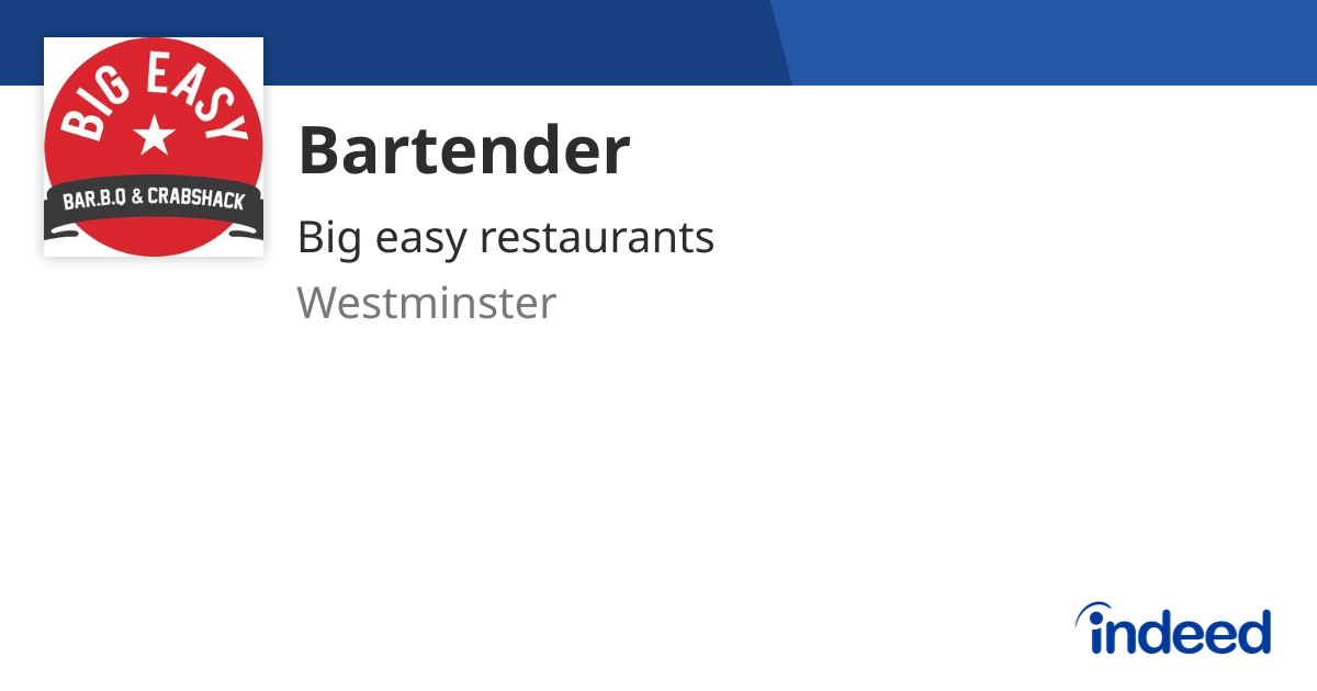 Bartender - Westminster - Indeed.com