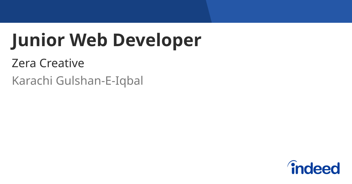 Junior Web Developer - Karachi Gulshan-E-Iqbal - Indeed.com