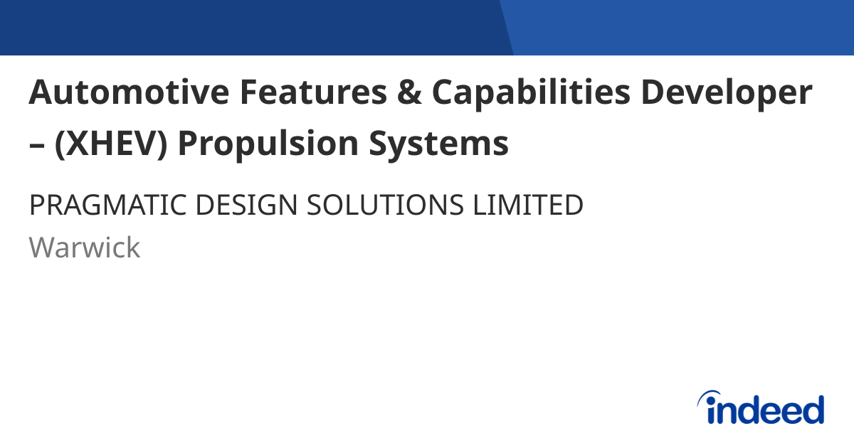 Automotive Features & Capabilities Developer – (XHEV) Propulsion ...