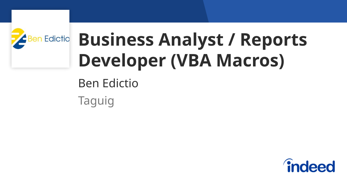 Business Analyst / Reports Developer (Macro, SQL, Power BI, SAP) - Taguig - Indeed.com