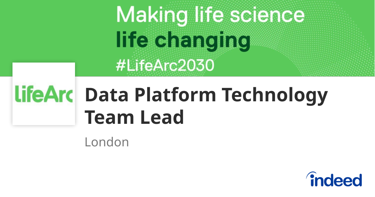 Data Platform Technology Team Lead - London - Indeed.com