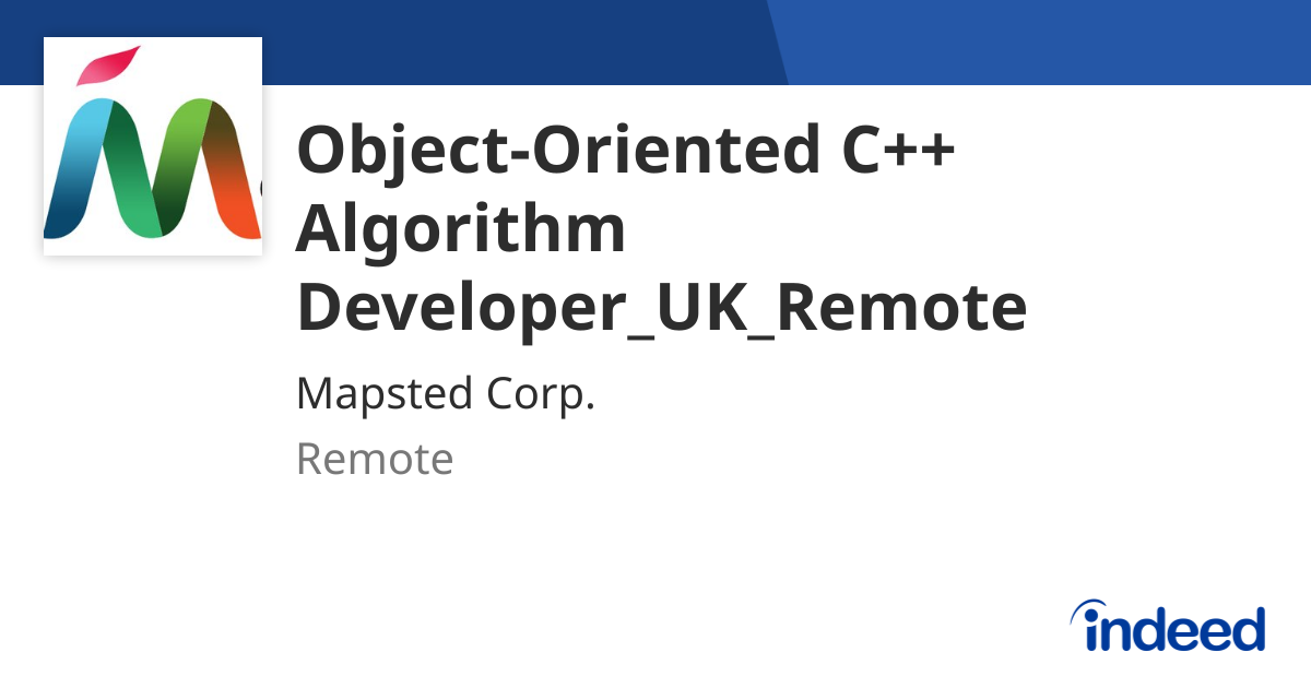 Object-Oriented C++ Algorithm Developer_UK_Remote - Remote - Indeed.com