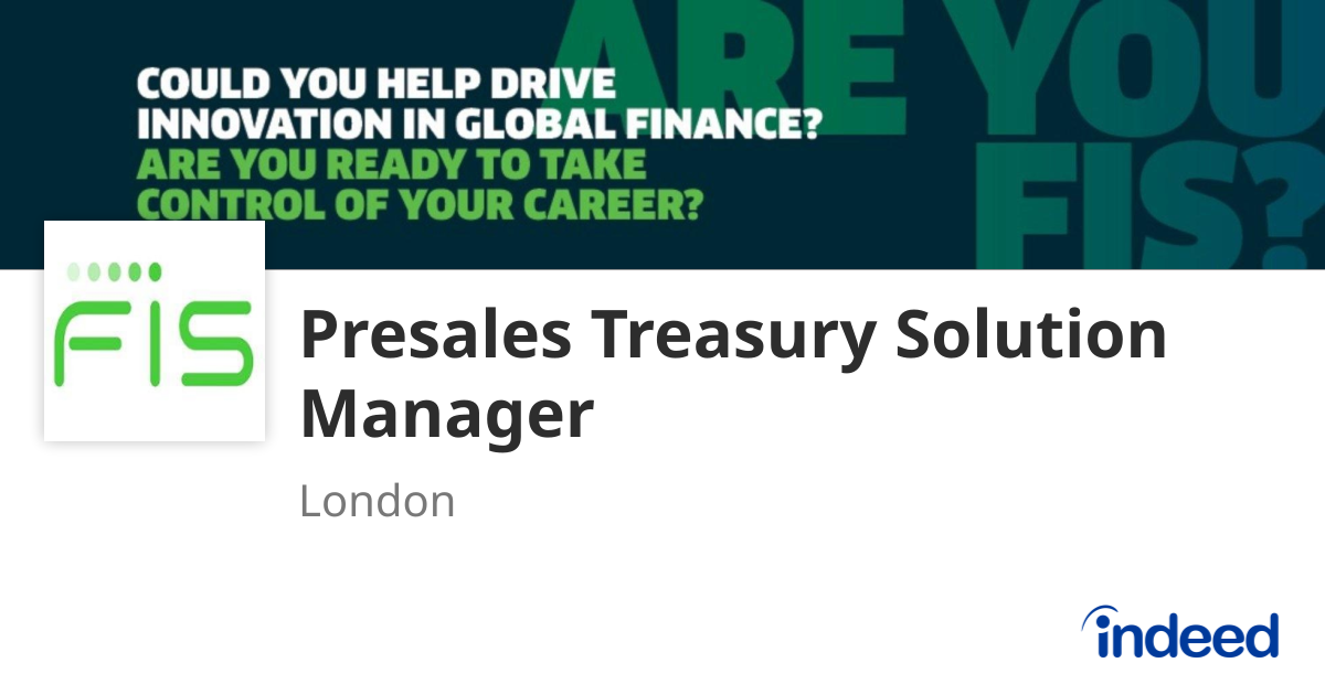 Sales Solution Manager, Senior - London EC4N - Indeed.com