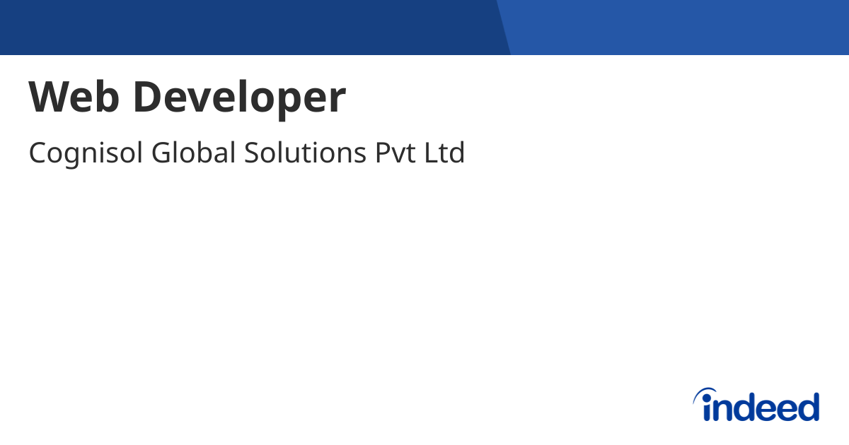 Web Developer - Hyderabad, Telangana - Indeed.com