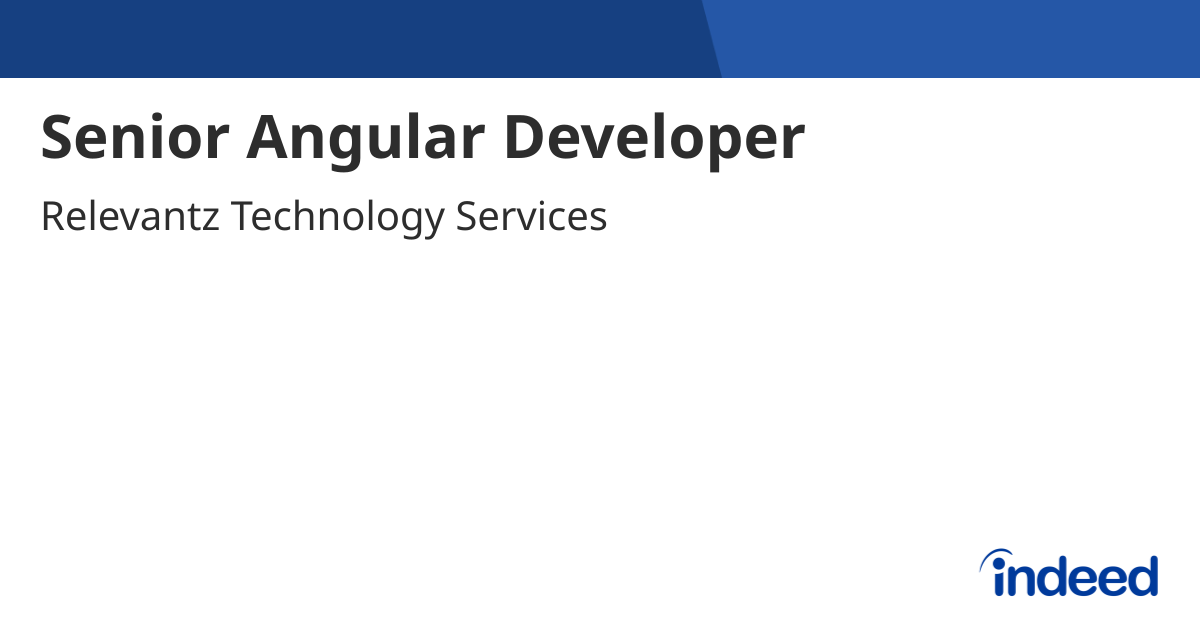 Senior Angular Developer - Chennai, Tamil Nadu - Indeed.com