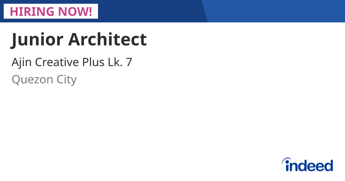 Junior Architect - Quezon City - Indeed.com
