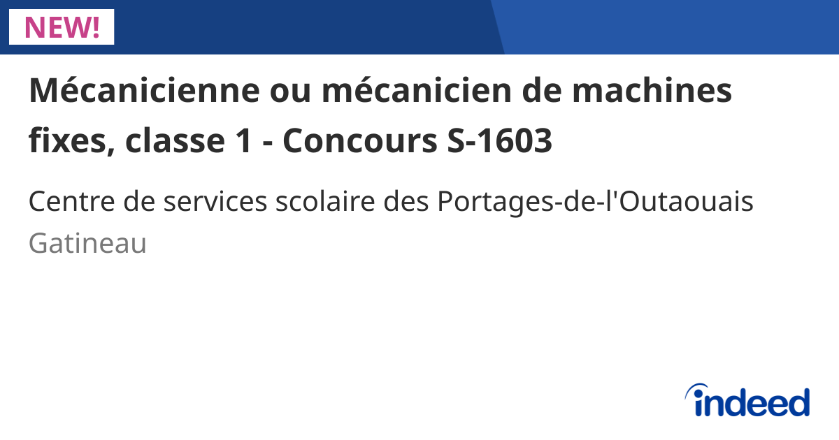 Mécanicienne ou mécanicien de machines fixes, classe 1 - Concours S ...