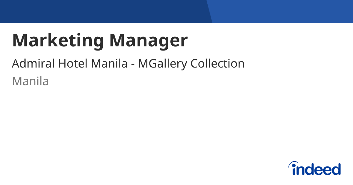 Marketing Manager - Manila - Indeed.com