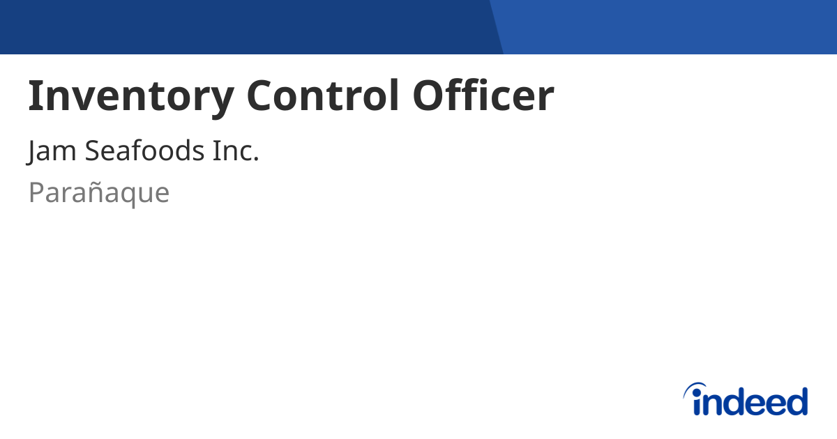 Inventory Control Officer - Parañaque - Indeed.com