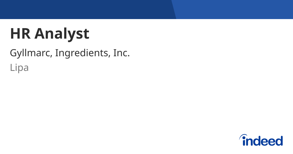HR Analyst - Lipa 4217 04A - Indeed.com
