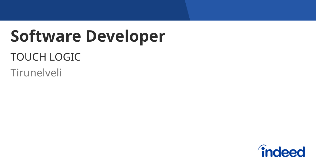 Software Developer - Tirunelveli, Tamil Nadu - Indeed.com