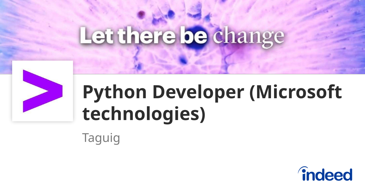 Python Developer (upskilling to Microsoft technologies) - Taguig - Indeed.com