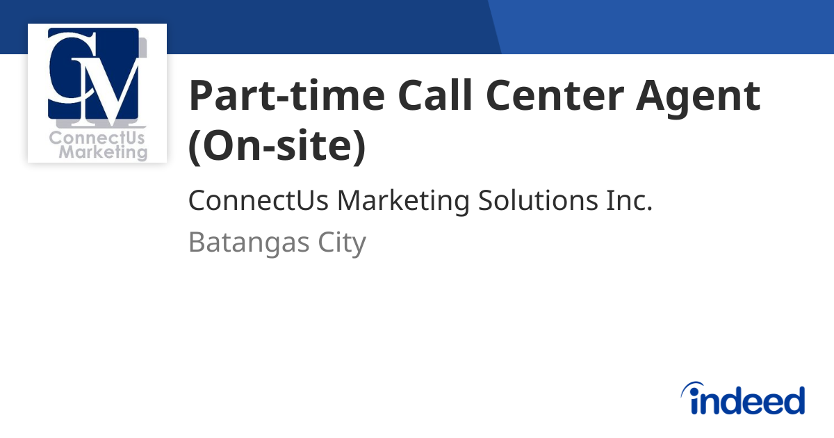 Part-time Call Center Agent (On-site) - Batangas City - Indeed.com