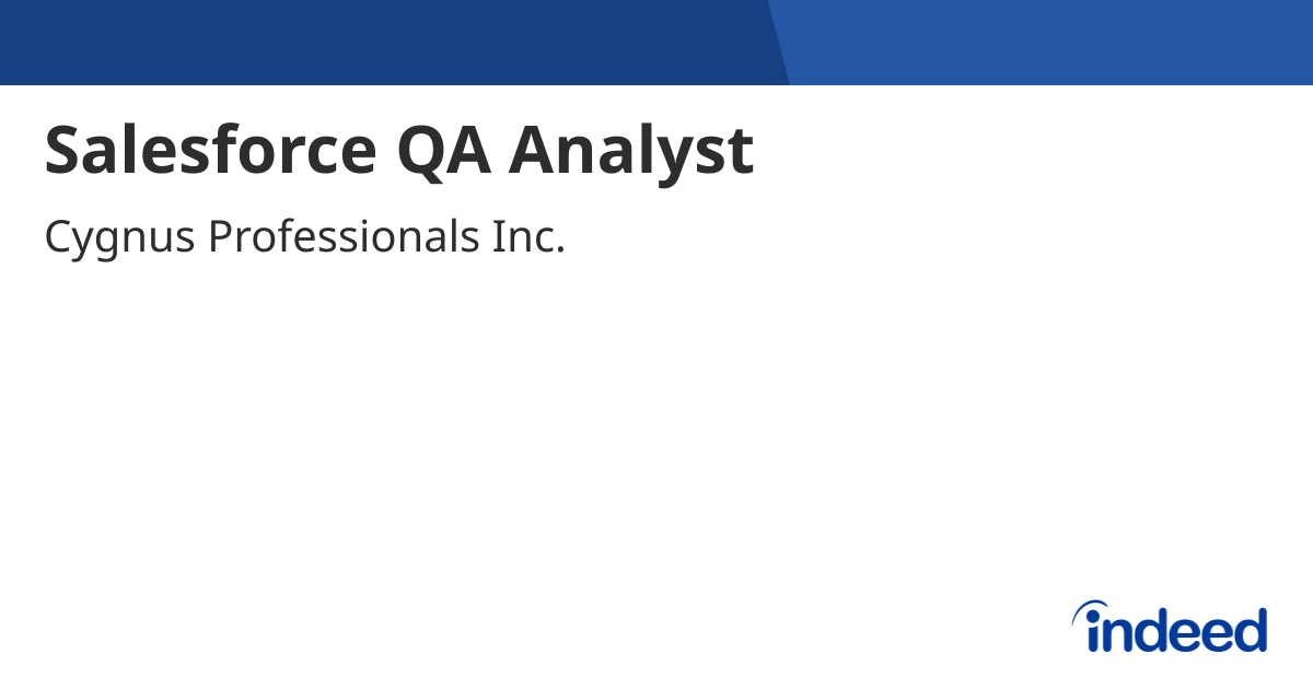 Salesforce QA Analyst - Hyderabad, Telangana - Indeed.com