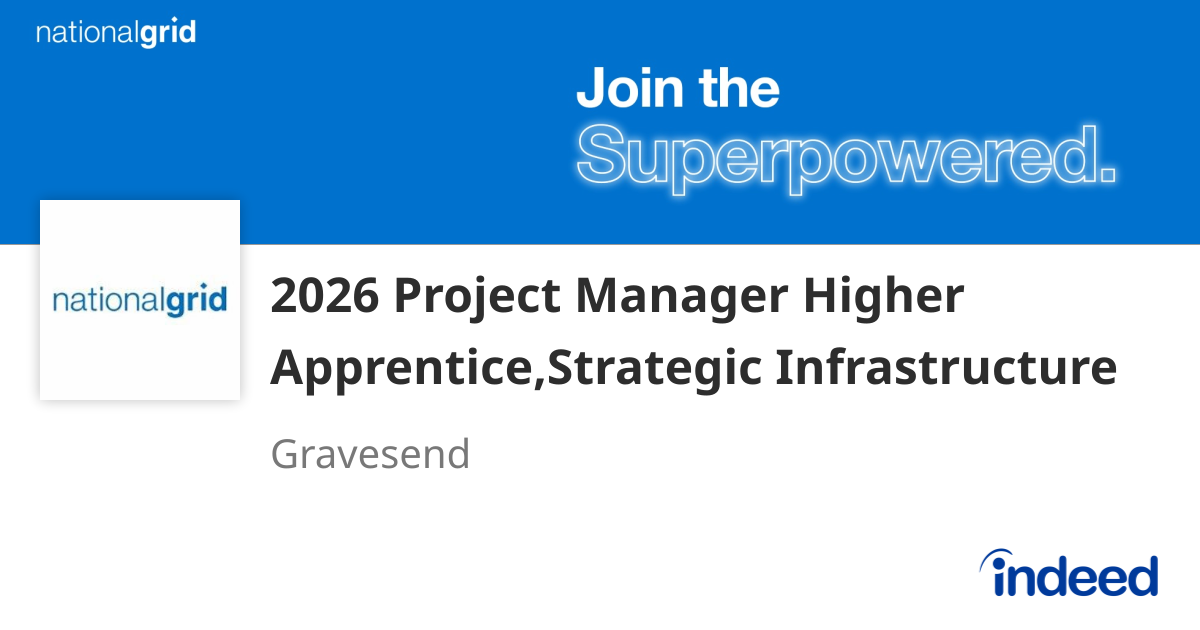 2026 Project Manager Higher Apprentice,Strategic Infrastructure ...