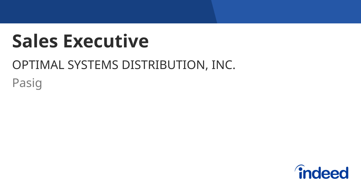 Sales Executive - Pasig - Indeed.com