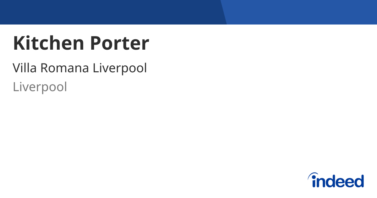 Kitchen Porter - Liverpool L1 4AQ - Indeed.com