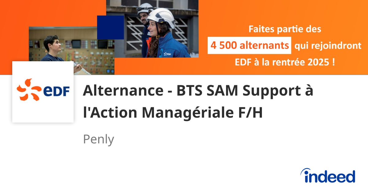 Alternance - BTS SAM Support à l'Action Managériale F/H - 76630 Penly ...