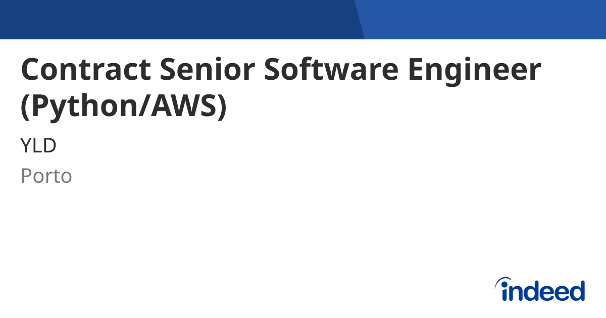 Contract Senior Software Engineer (Python/AWS) - London - Indeed.com