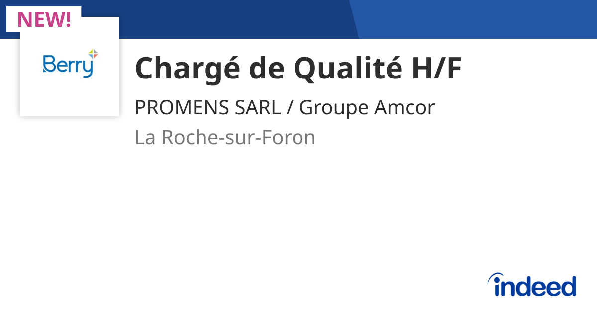 Chargé de Qualité H/F - 74800 La Roche-sur-Foron - Indeed.com