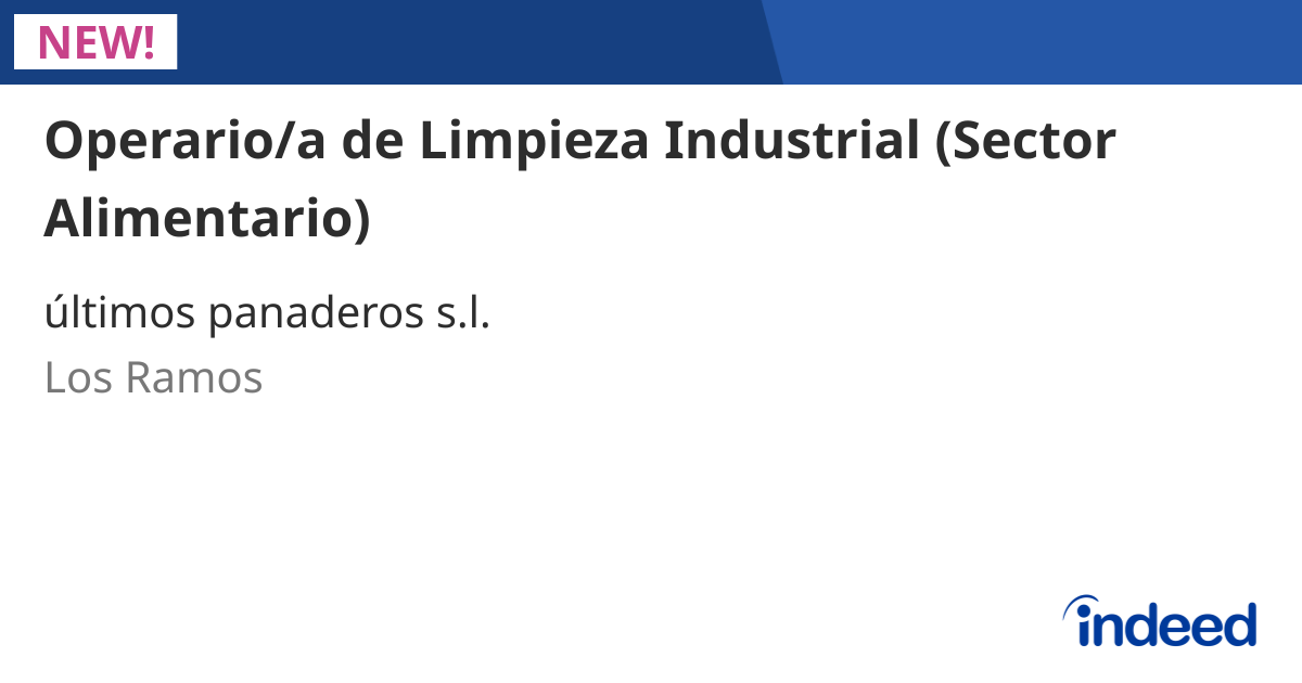 Operario/a de Limpieza Industrial (Sector Alimentario) - 30589 Los ...