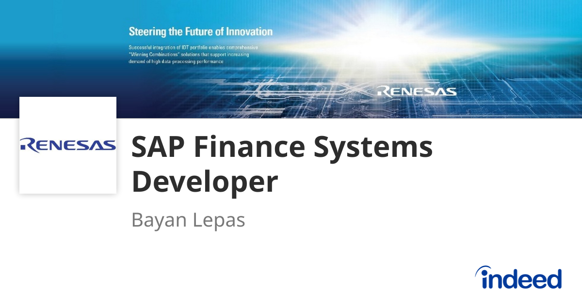 SAP Finance Systems Developer - Bayan Lepas - Indeed.com