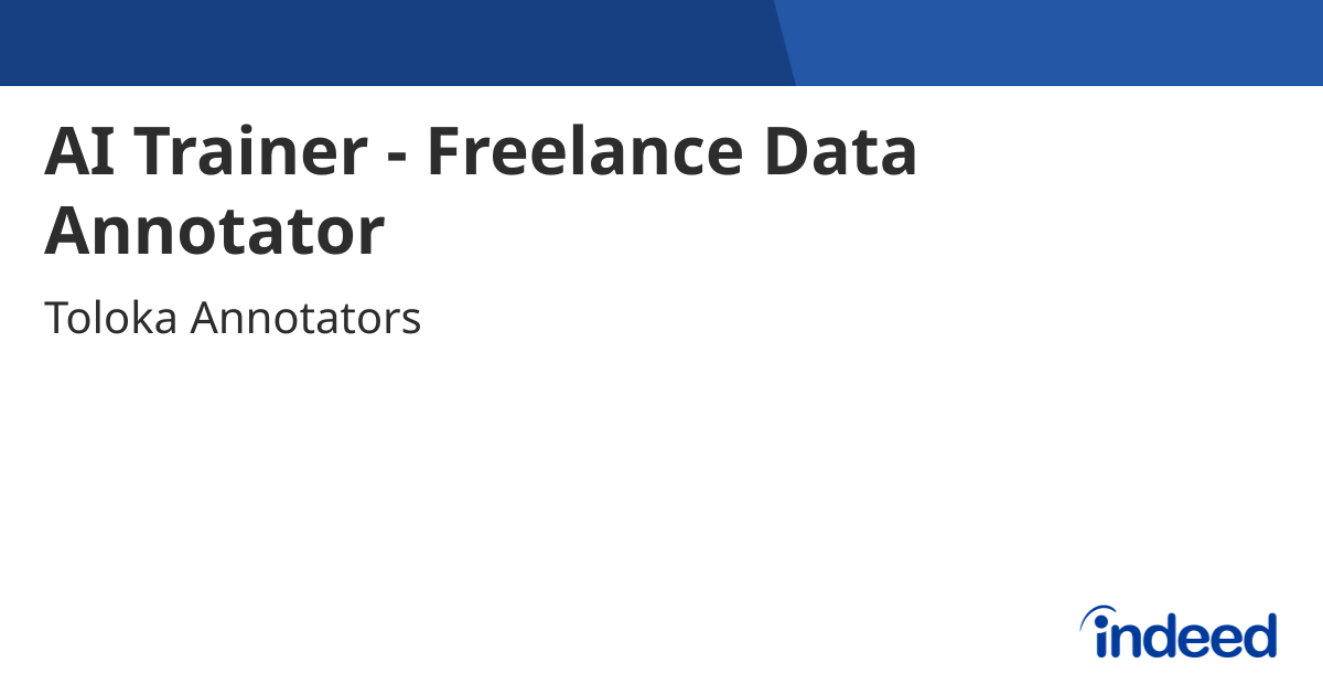 AI Trainer - Freelance Data Annotator - National Capital Region ...