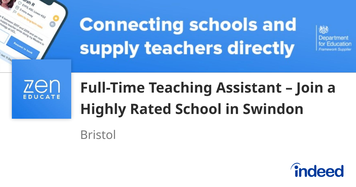 Full-Time Teaching Assistant – Join a Highly Rated School in Swindon ...