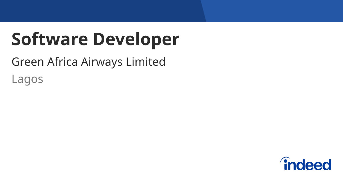 Software Developer - Lagos - Indeed.com
