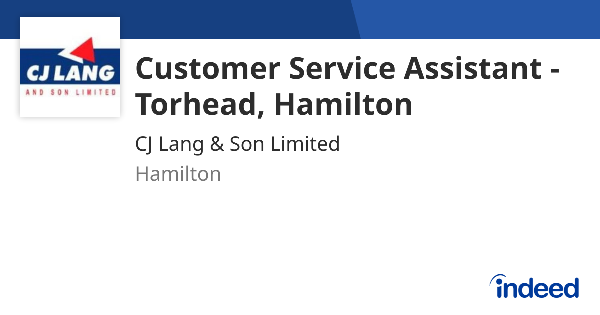 Customer Service Assistant - Torhead, Hamilton - Hamilton ML3 8SR ...