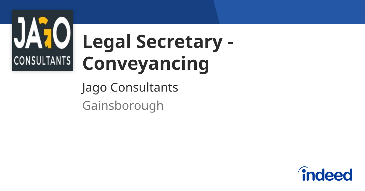 Legal Secretary - Conveyancing - Gainsborough - Indeed.com
