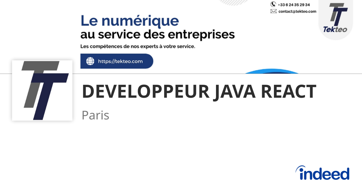 DEVELOPPEUR JAVA REACT - Paris (75) - Indeed.com