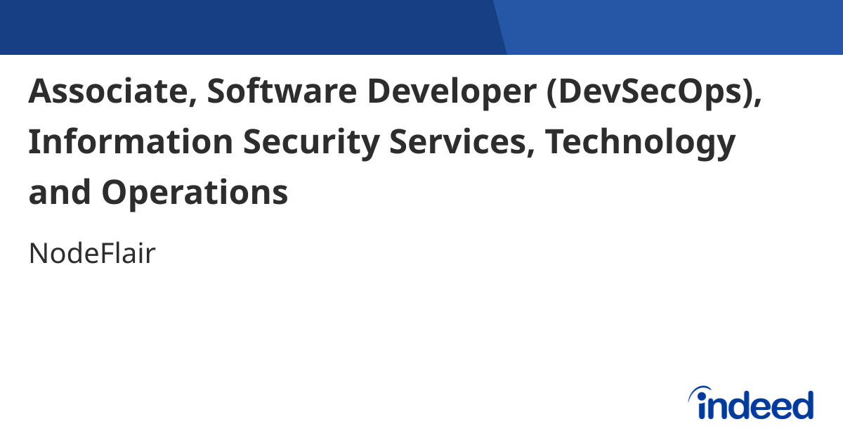 Associate, Software Developer (DevSecOps), Information Security ...