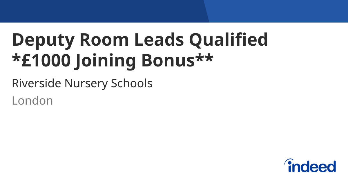 Deputy Room Leads Qualified *£1000 Joining Bonus** - London TW9 ...