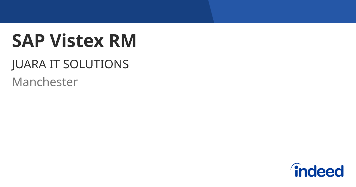 SAP Vistex RM - Manchester - Indeed.com