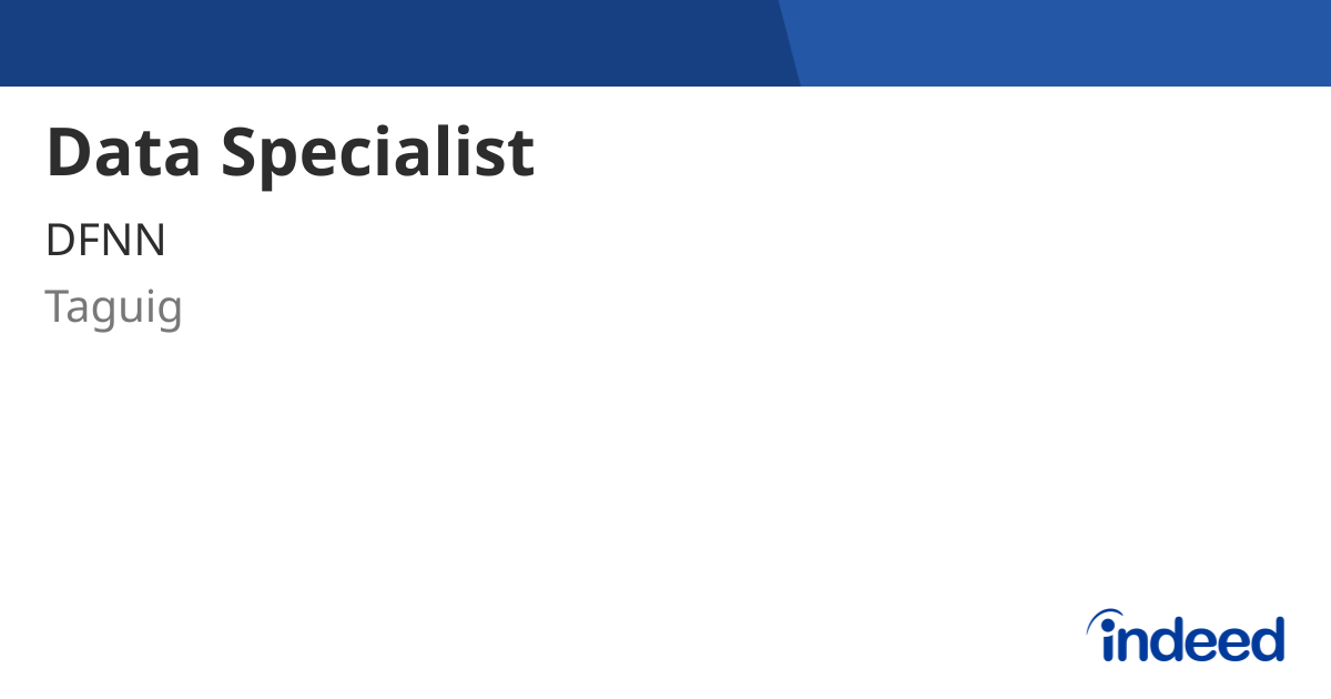 Data Specialist - Taguig - Indeed.com