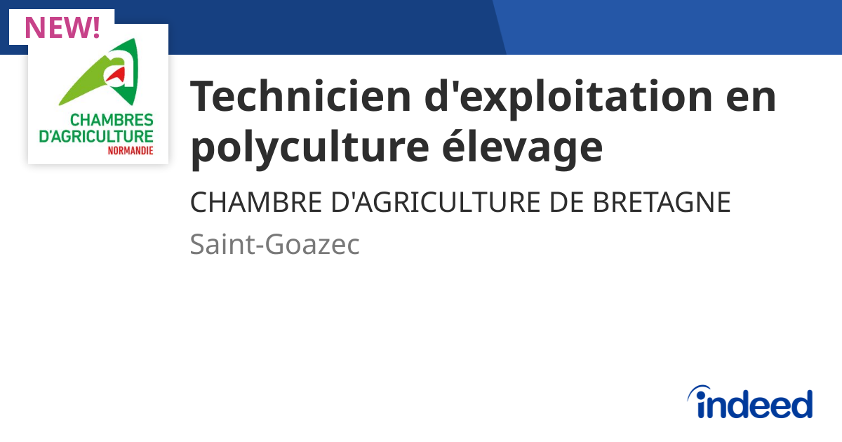 Technicien d'exploitation en polyculture élevage - 29520 Saint-Goazec ...