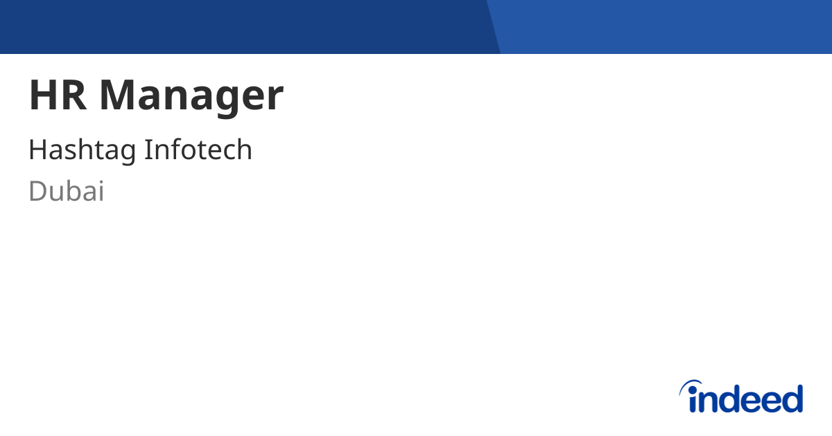 HR Manager - Dubai - Indeed.com